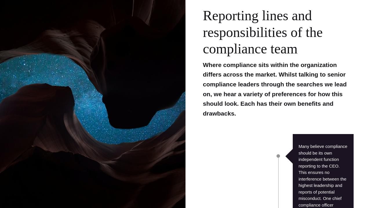 Reporting lines - Attracting and retaining the best in Compliance