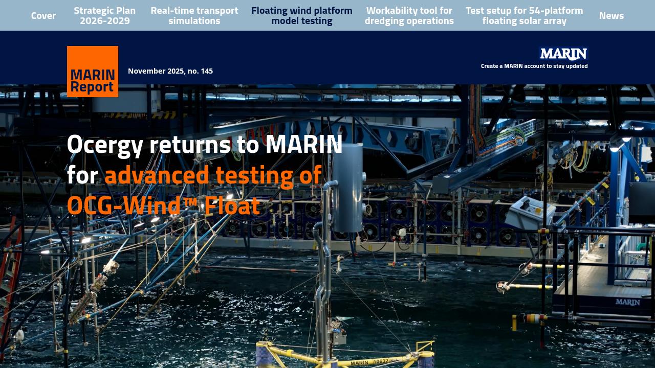 Ocergy returns to MARIN for advanced testing of OCG-Wind™ Float