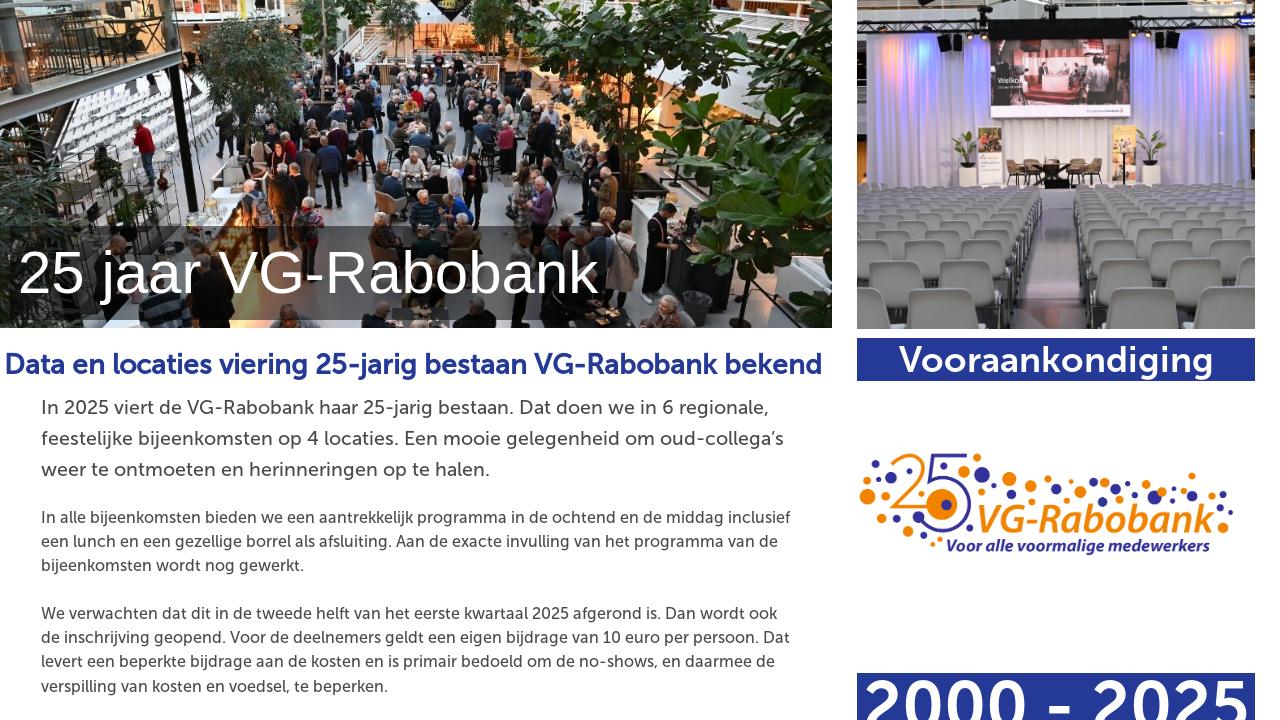 25 jaar VGR-vooraankondiging - 25 jaar VGR-vooraankondiging