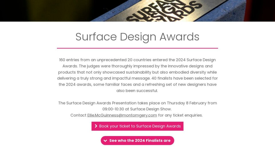 Surface Design Awards - Surface Design Show Preview