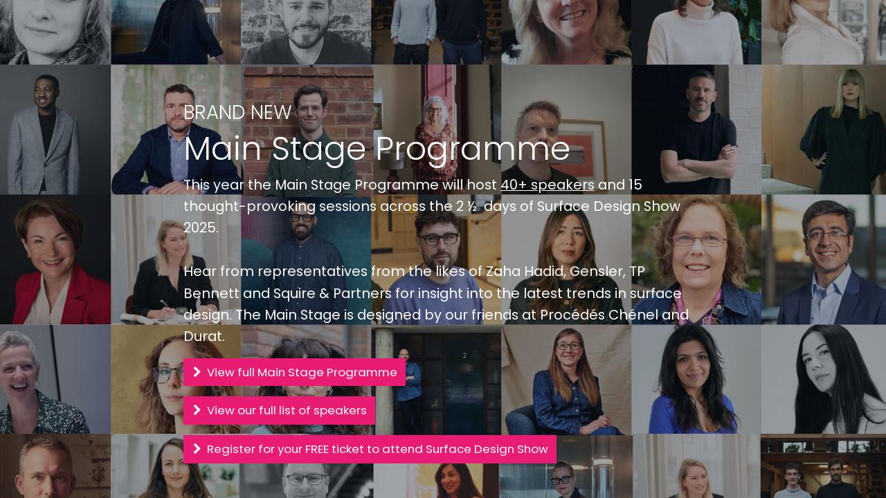 Main Stage Programme - Surface Design Show 2025 Official Show Preview