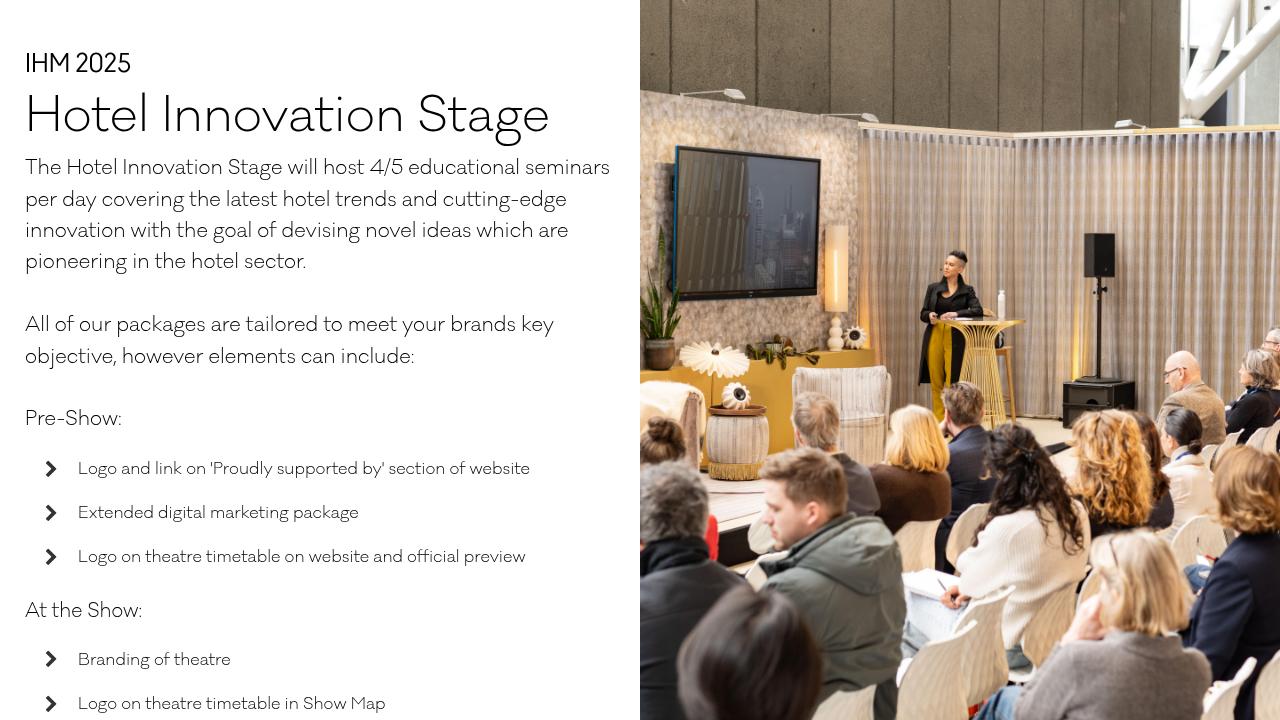 Hotel Innovation Stage - IHM 2025 - Sponsorship Brochure