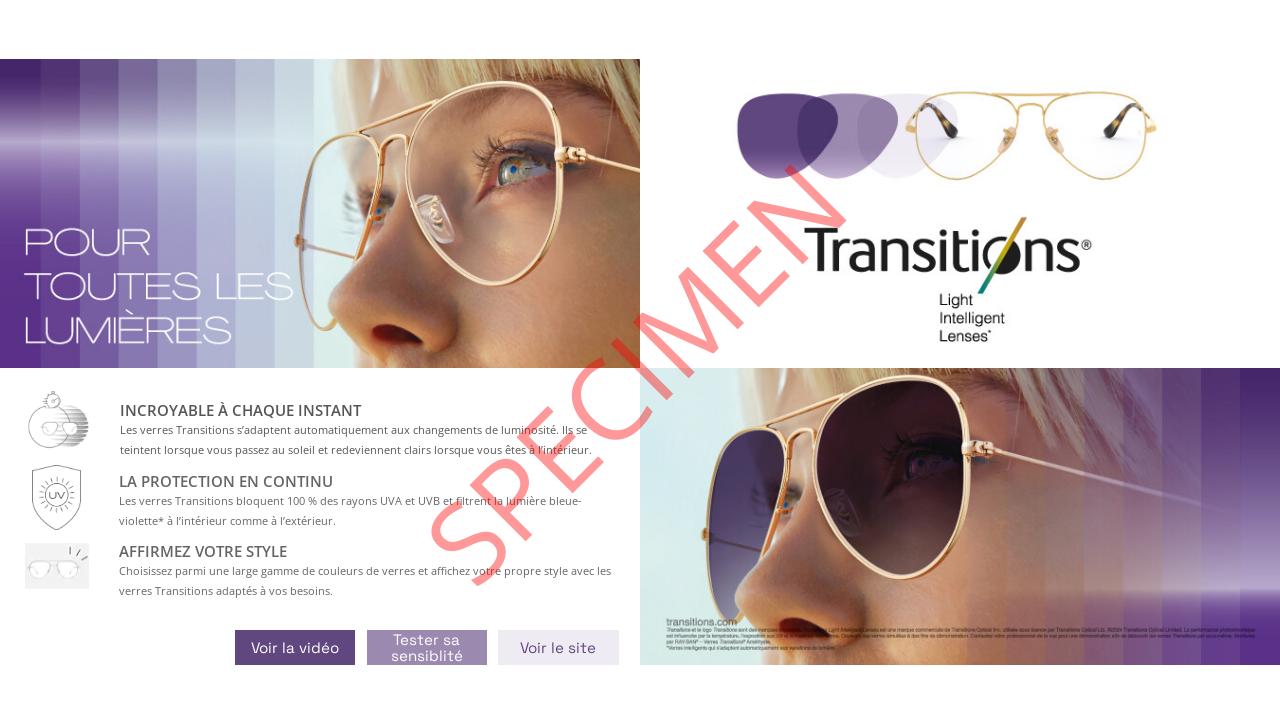 Verres Transitions - VVAT SPECIMEN OPTICLIBRE