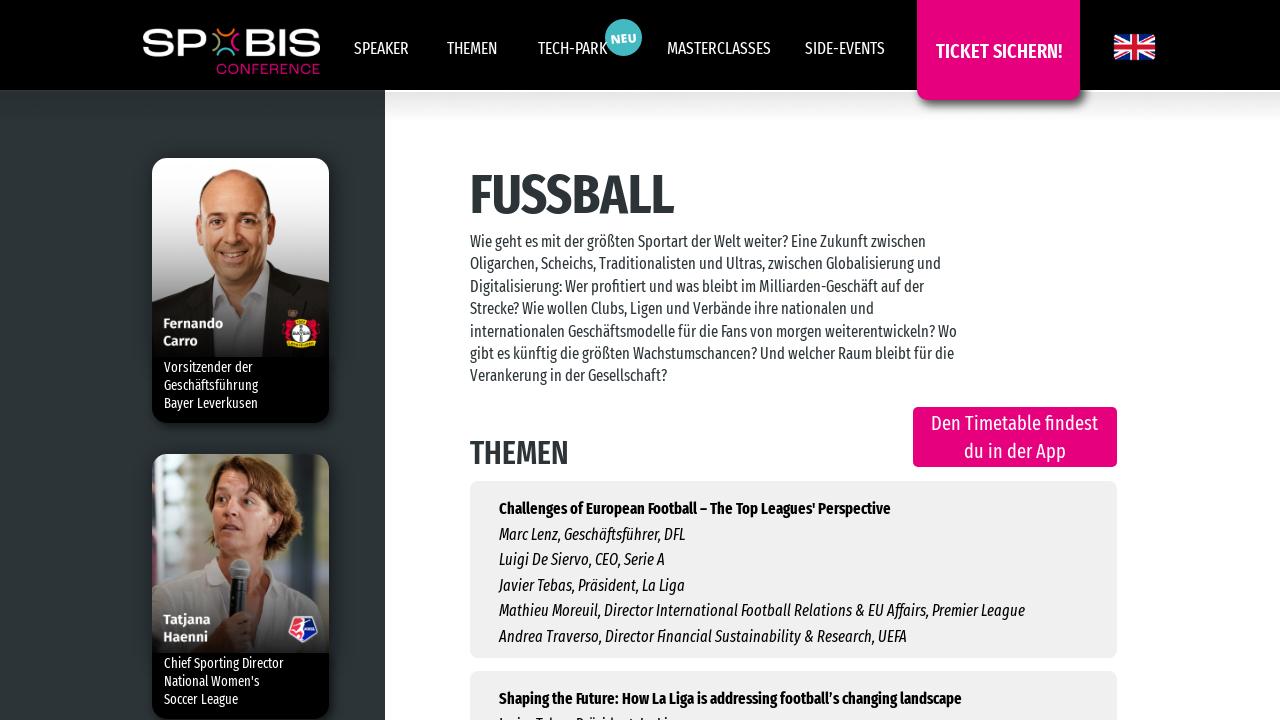 Fußball - SPOBIS Conference 2025 – Programm veröffentlicht: Das ...