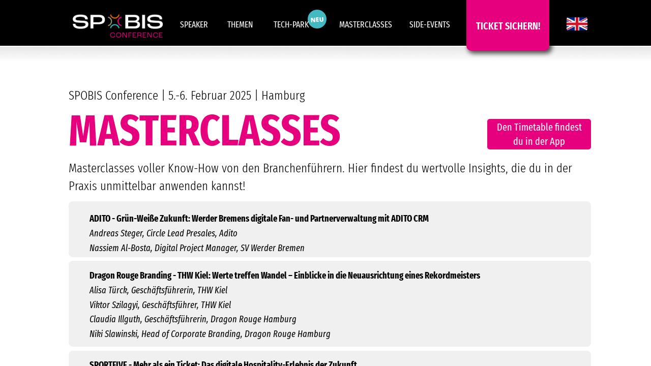 Masterclasses - SPOBIS Conference 2025 – Programm veröffentlicht: Das ...