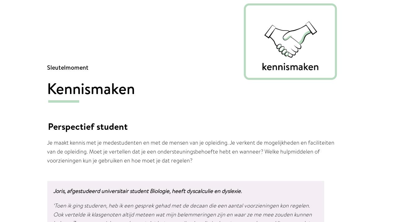 Kennismaken - Studieproces in kaart