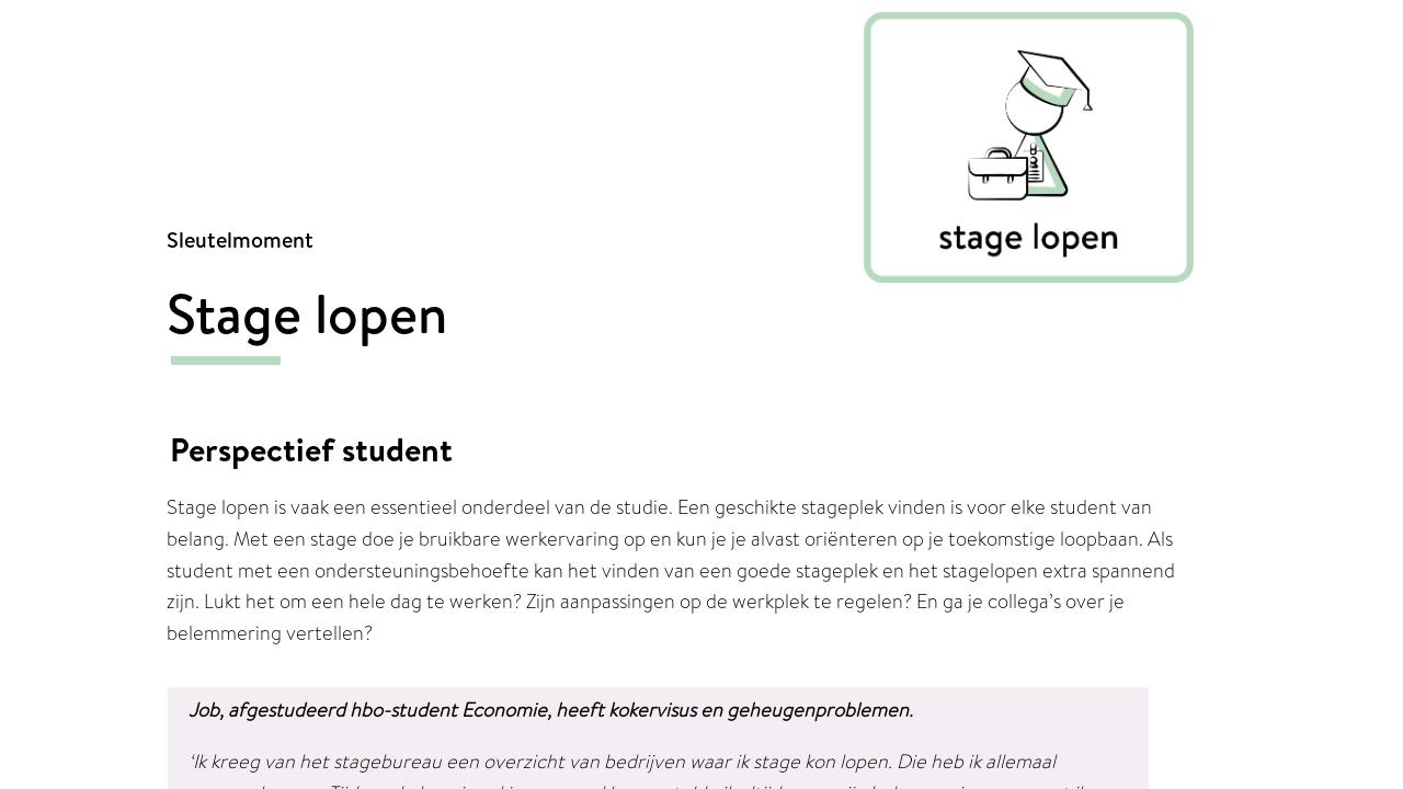 Stage lopen - Studieproces in kaart