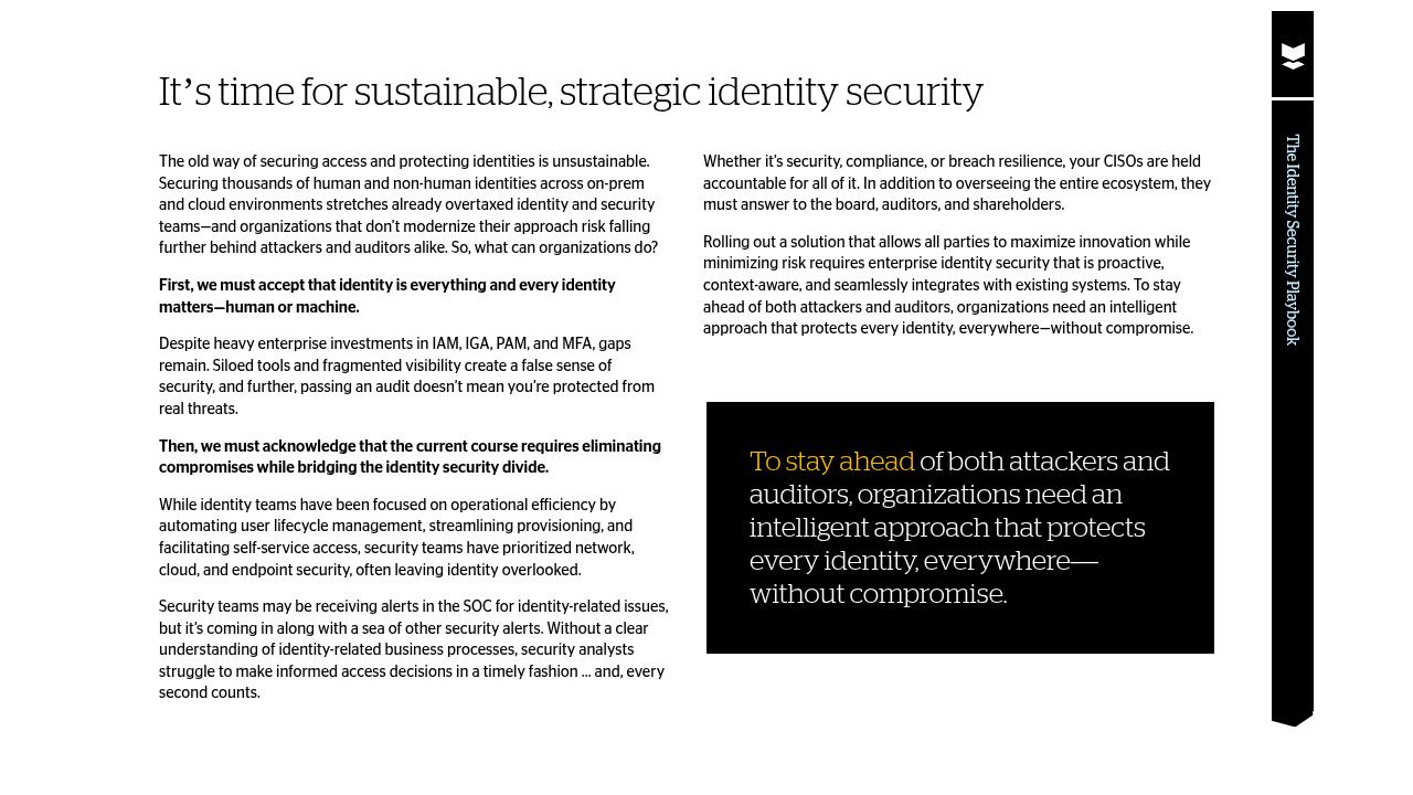 It’s Time for Sustainable, Strategic Identity Security - Identity Security Playbook