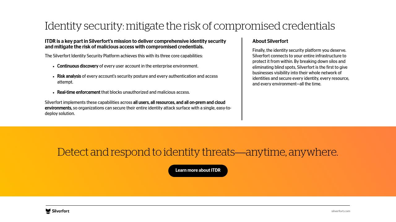 Identity security: mitigate the risk of compromised credentials - SB - ITDR