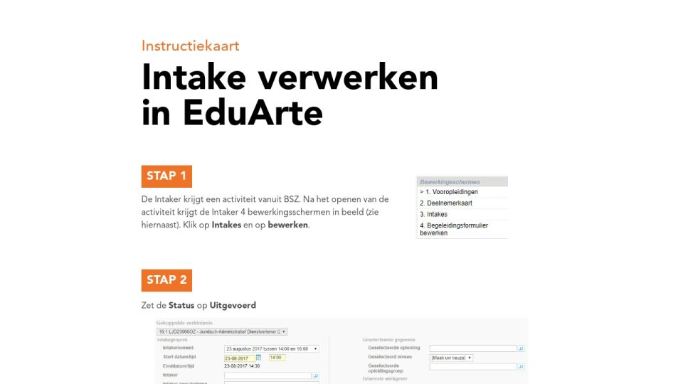 Instructiekaart - Instructiekaart EduArte: Intake