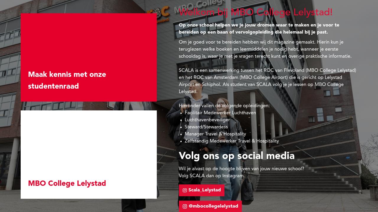 Welkom - AUG 25 MBOC SCALA Lelystad