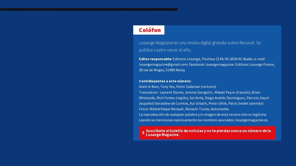 Colófon - Losange Magazine No. 19 Otoño 2022