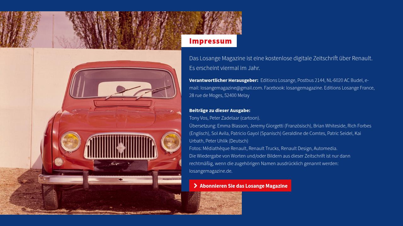 Impressum - Losange Magazine Nr. 29 Frühjahr 2025